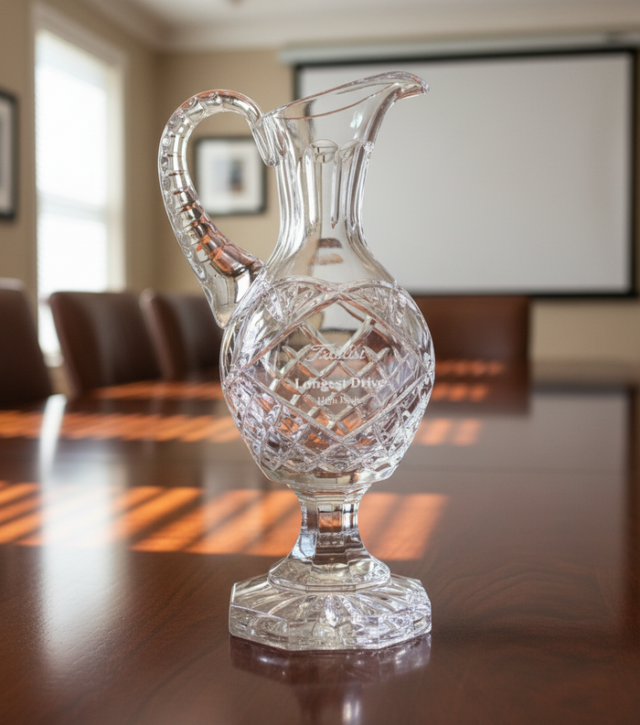 Crystal Footed Pitcher | Corporate Golf Tennis Trophy Award